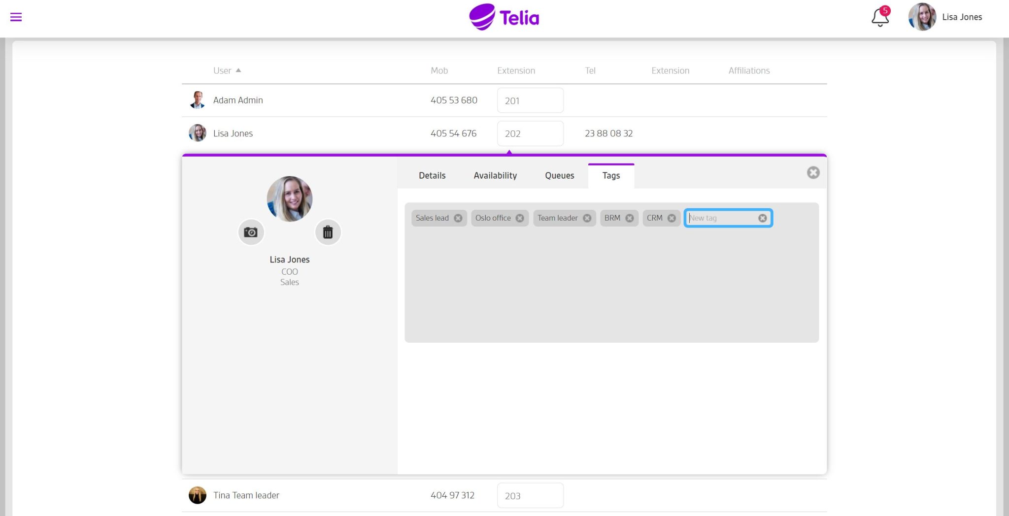 User Administration - Telia Smart Connect