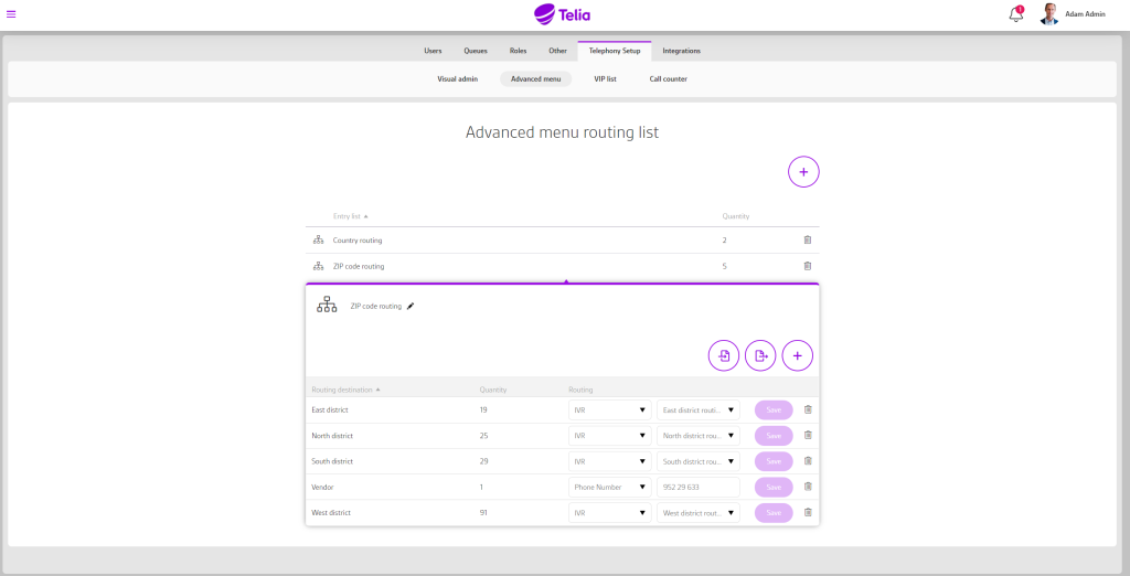 Advanced Menu Selection - Telia Smart Connect