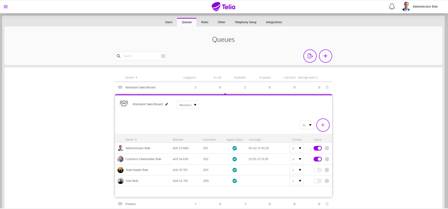 Queue Administration - Telia Smart Connect